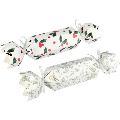 Festive Christmas Holly Cardboard Bons Bons Boxes DIY Xmas Party Gifts ...