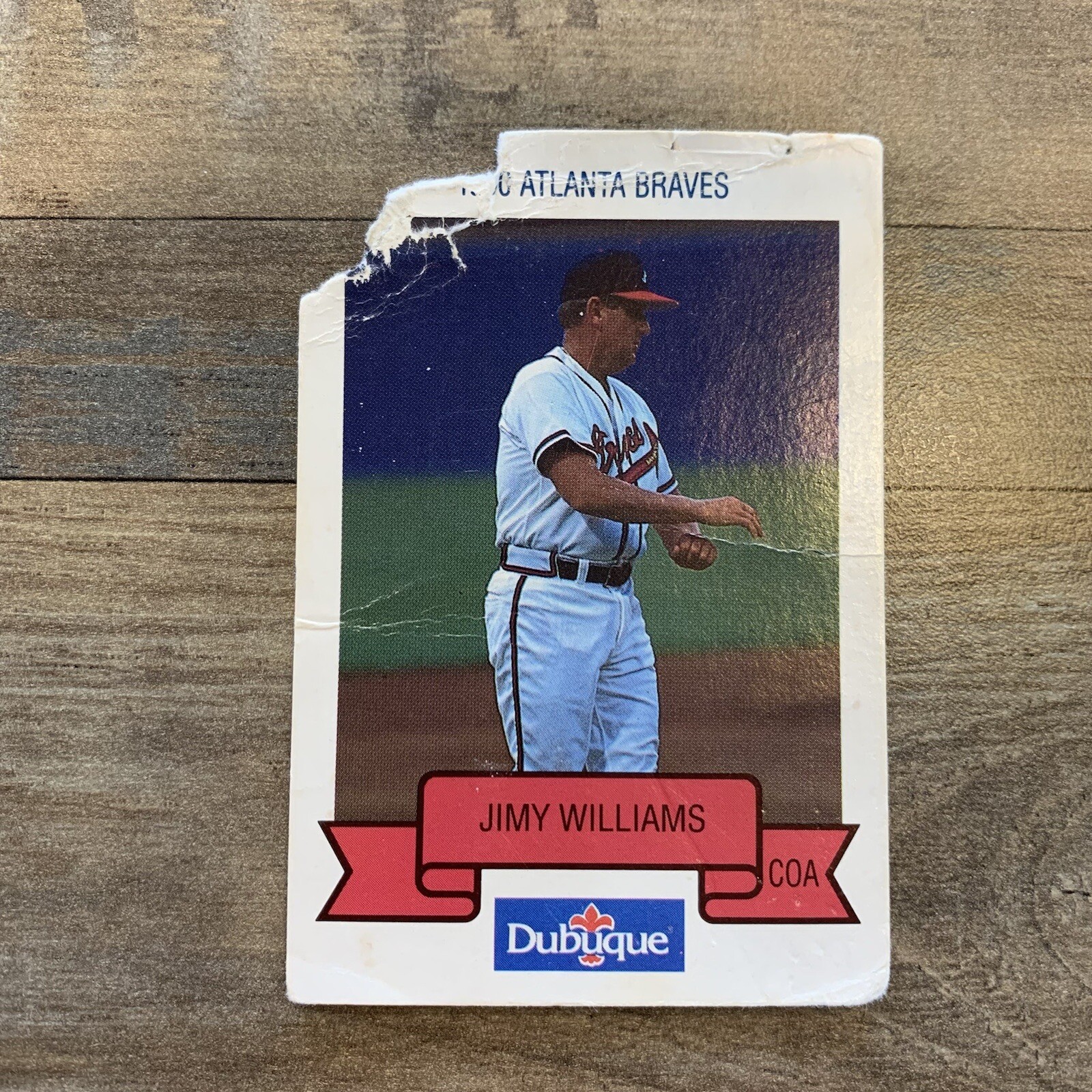 1990 Dubuque Jimy Williams Atlanta Braves Baseball Card MLB Poor ...