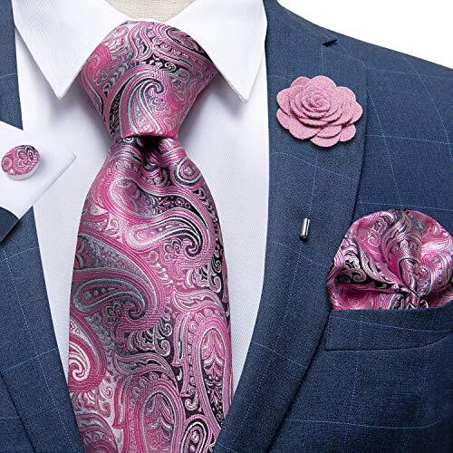 Silk Tie Woven Handkerchief Men's Necktie and Lapel Pin Brooch Set 10 ...