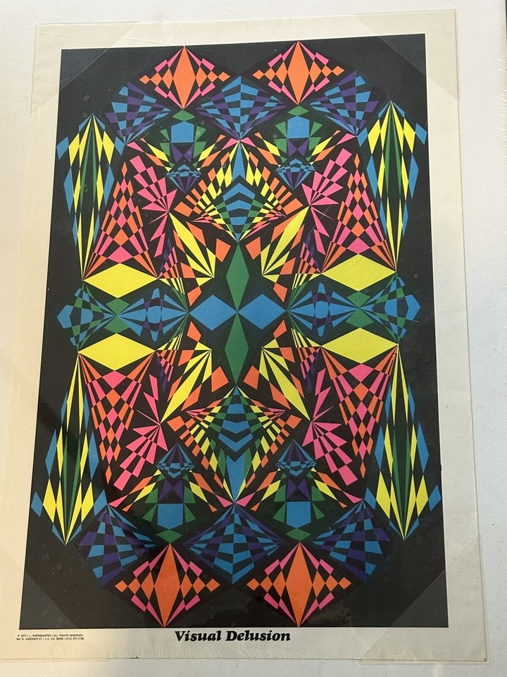 Vintage “Visual Delusion” black light poster Psychedelic 1977 I. L ...