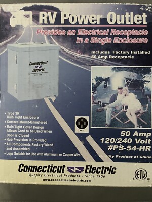 PS54HR RV CAMPER POWER OUTLET 50 AMP 250 VOLT WEATHERPROOF CAMPGROUND ...