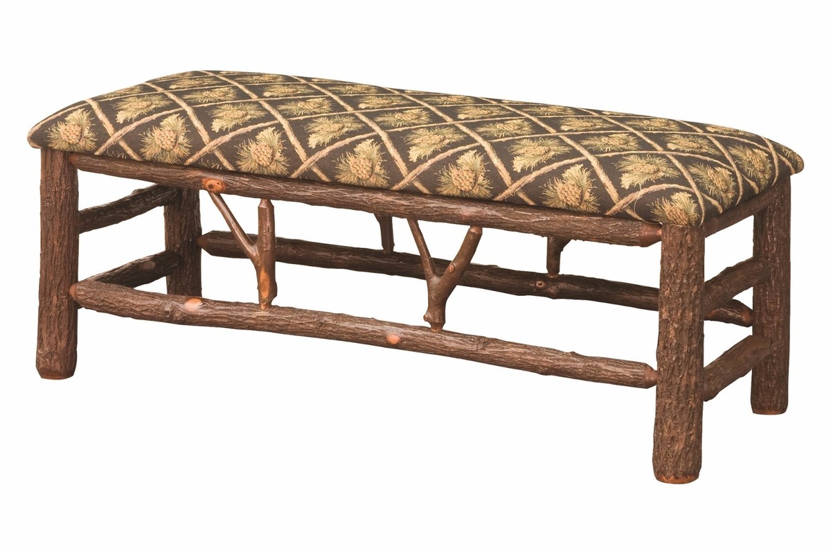 Mission Style Hickory Bench Sophia Amish Modern Trestle Dining Bench