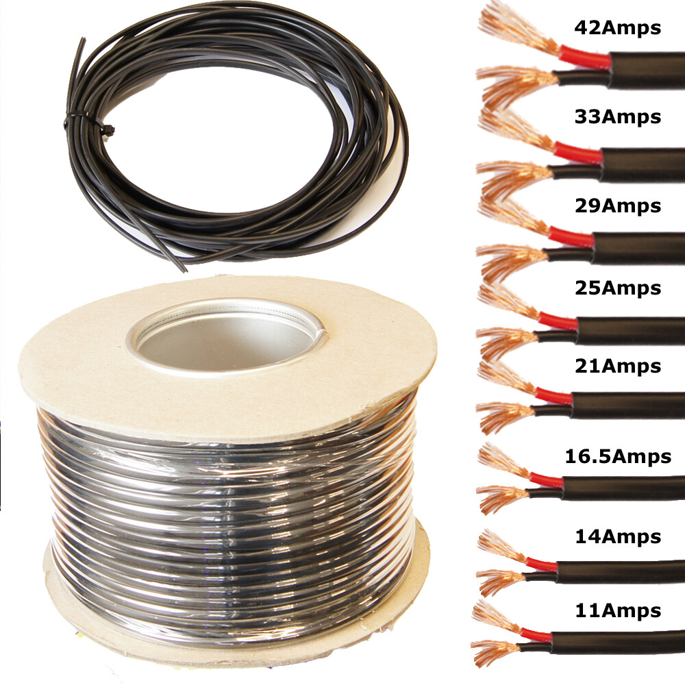 2 Core Flat Twin Cable 12V 24V Thin Wall Wire Stranded - 11A 14A 16.5A ...