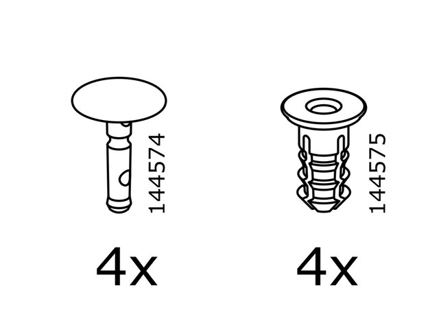 5x IKEA Male and 5x Female Rivets Plastic White Parts # 144574 & 144575 ...