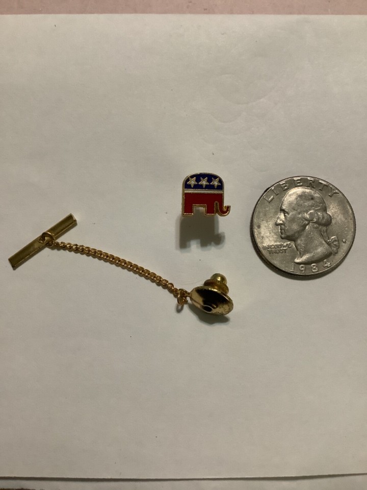Vintage (1970’s) GOP Republican elephant Tie Pin with Chain | eBay