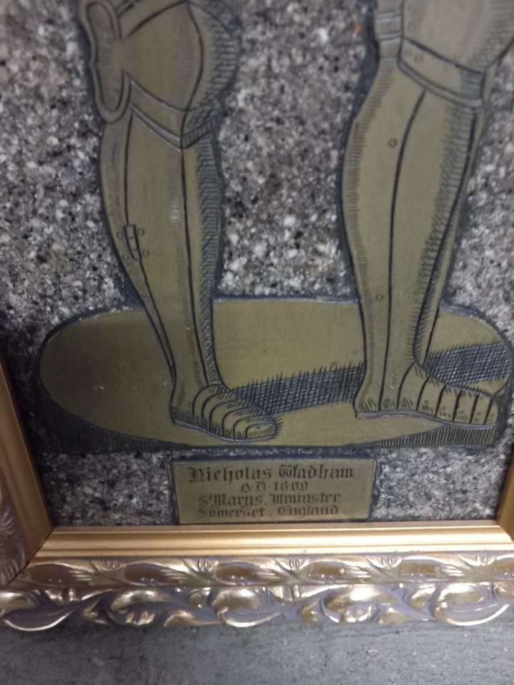 Vintage Brass Gravestone Rubbing Engraving Of Nicholas Wadham (1531 ...