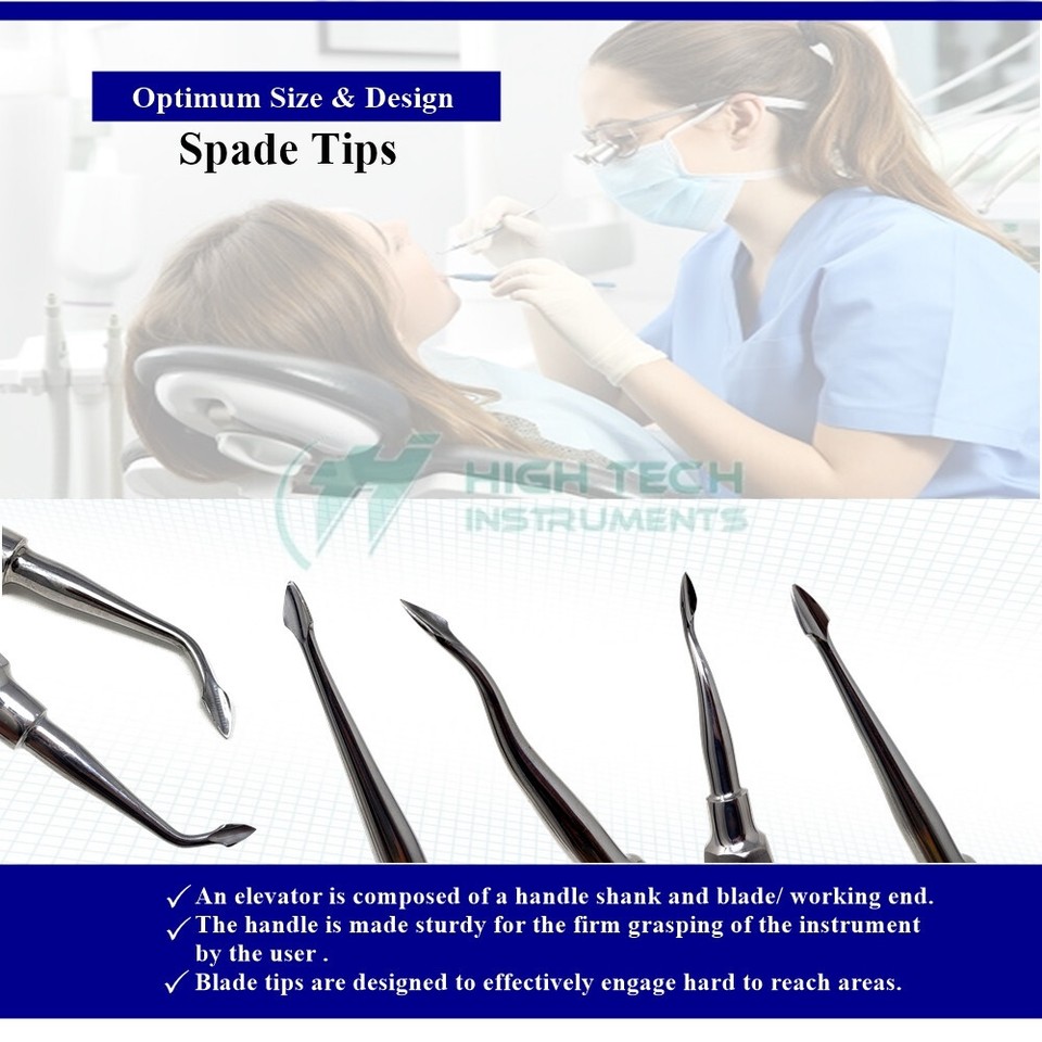 6 Pc Bernard Spade Tip Dental Surgical Elevator Root Extraction Teeth ...