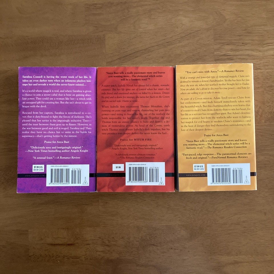 Elemental Witches Book Lot (3) by Anya Bast PB Set 2 3 4 Witch Fury ...