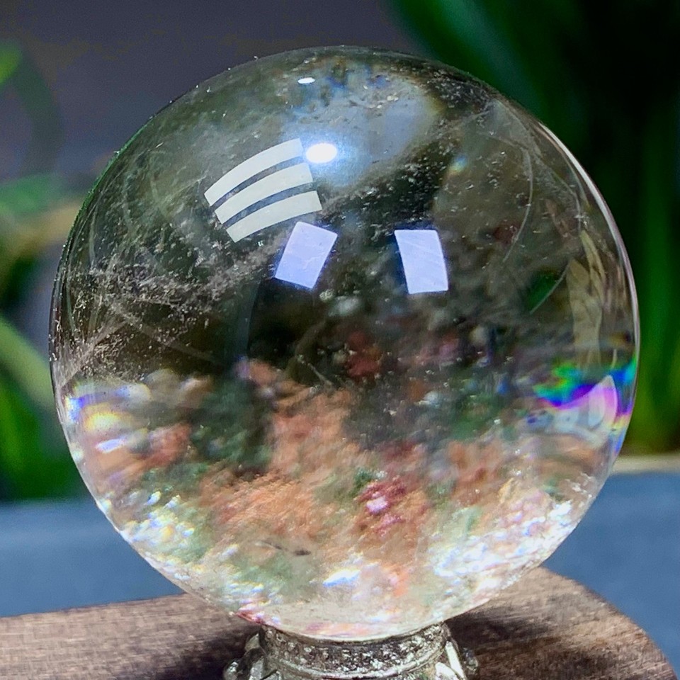 61G Natural Green Ghost Crystal Quartz Ball Crystal Sphere Mineral ...