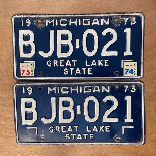 1973 1974 1975 Michigan License Plate Pair # BJB-021 | eBay