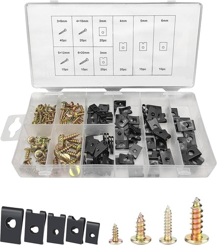 170Pcs U Nut Clips,Auto Car U-Clip U Nut and Screw Assortment Kit ...