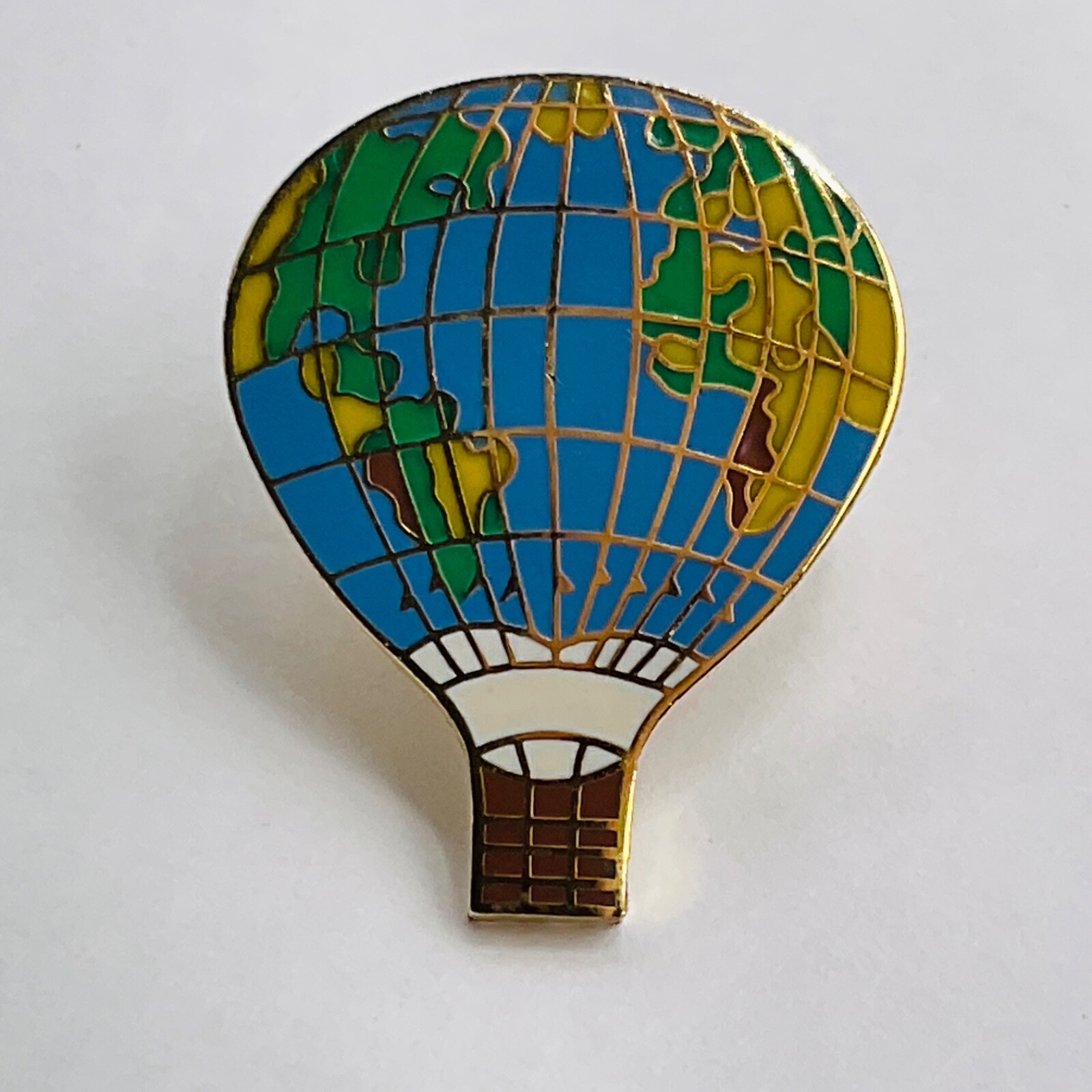 Hot Air Balloon Pin World Globe Festival Souvenir Alb… - Gem