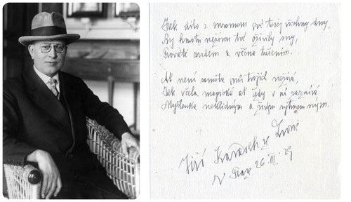 Czech Poet & Writer JIRI KARASEK ze LVOVIC Handwritten Poem Signed from ...