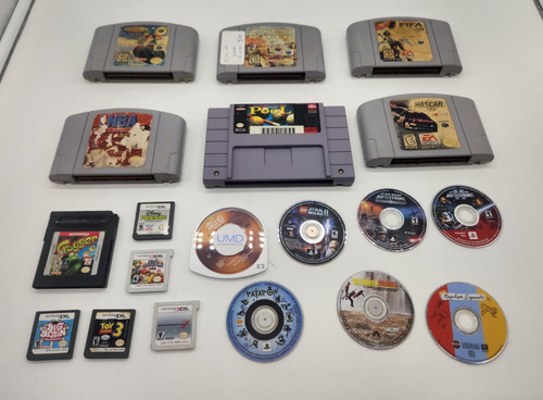 Lot Of 12 Nintendo Video Game Cartridges / 7 PSP Discs PARTS OR REPAIR ...