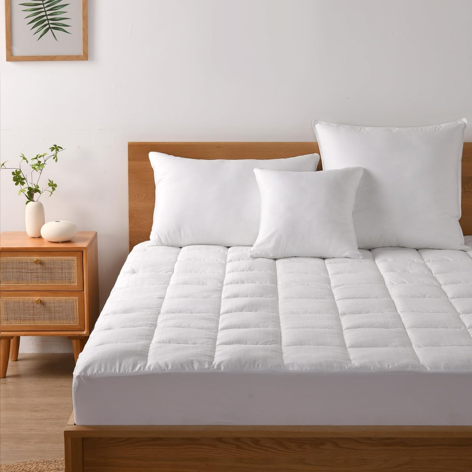 Hotel Collection Mattress Topper, 100% Cotton Dobby Sateen Quilted ...