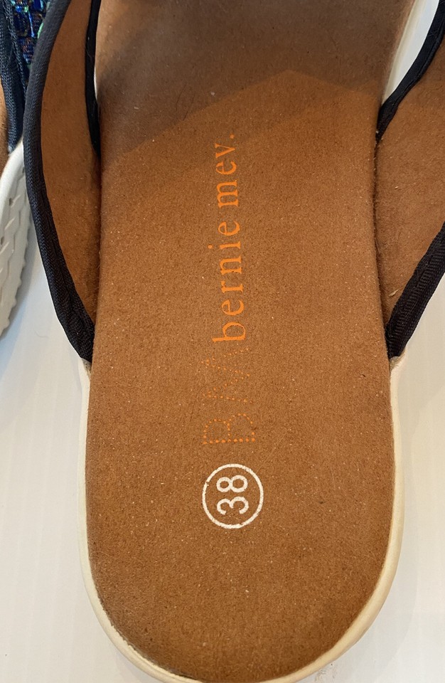 Bernie Mev Multi Blue Green Basket Weave Slide Slip On Open Back ...