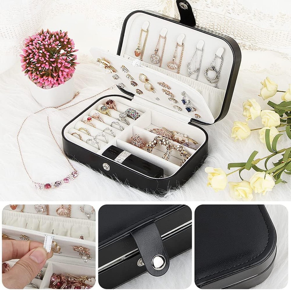 2 Layers Jewelry Box Jewelry Organizer for Ring Earring Necklace ...