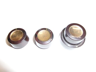 3 VINTAGE BROWN BAKELITE CONTROL KNOBS W/BRASS INSERTS | eBay