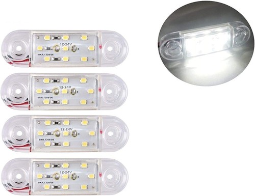 4x 12v Led White Clear Front Side Marker Lights Trailer Truck Lorry Van ...