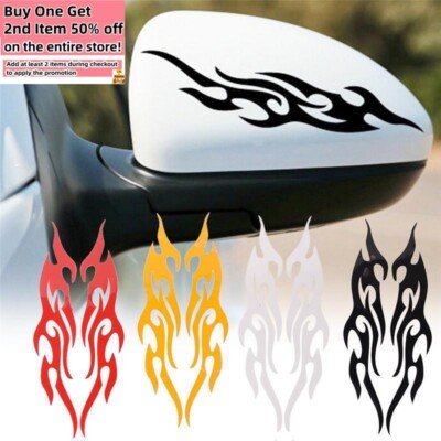 Set of 2- Flames Fire Car Side Rear View Mirror Auto Decal Truck Racing ...