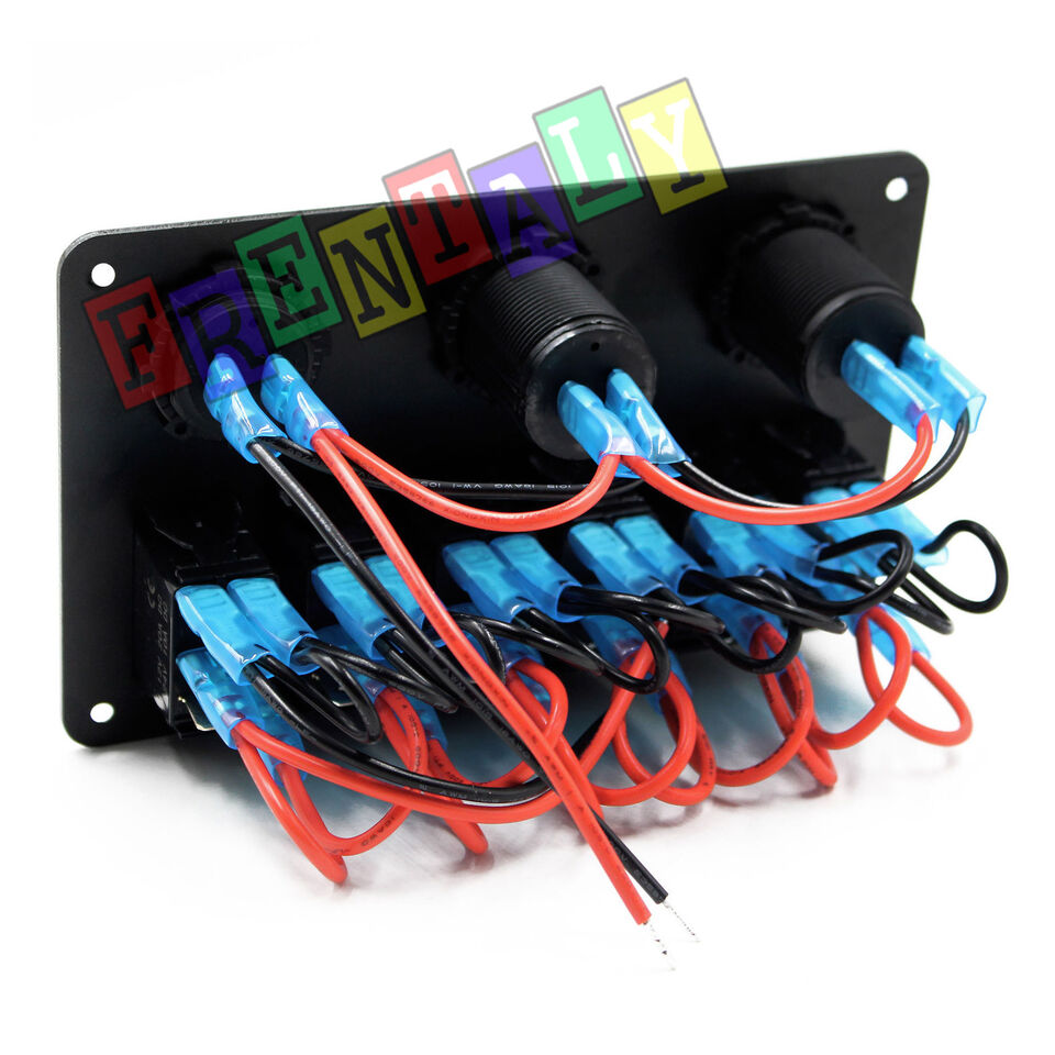Car Marine Boat 6-Gang Waterproof Circuit Blue LED Rocker Switch Panel ...
