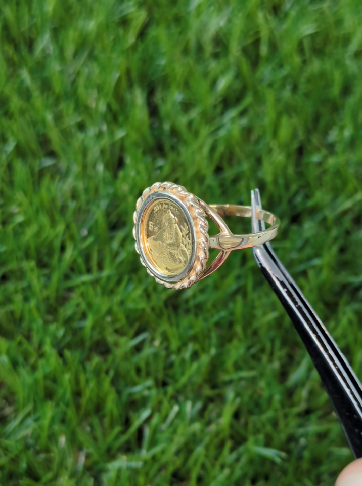 1998 5 Yuan Chinese Panda Coin Ring 14k Yellow Gold Size 9.75 | eBay