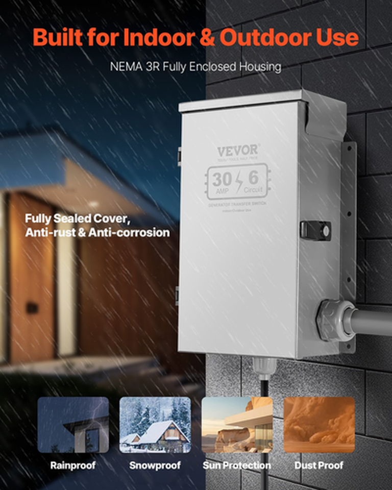 Manual Transfer Switch 30A Generator Transfer Switch Kit NEMA 3R 7500W ...