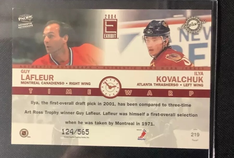 2003-04 EXHIBIT KOVALCHUK JERSEY GUY LAFLEUR AUTOGRAPH 124/565 Auto Time Warp | eBay