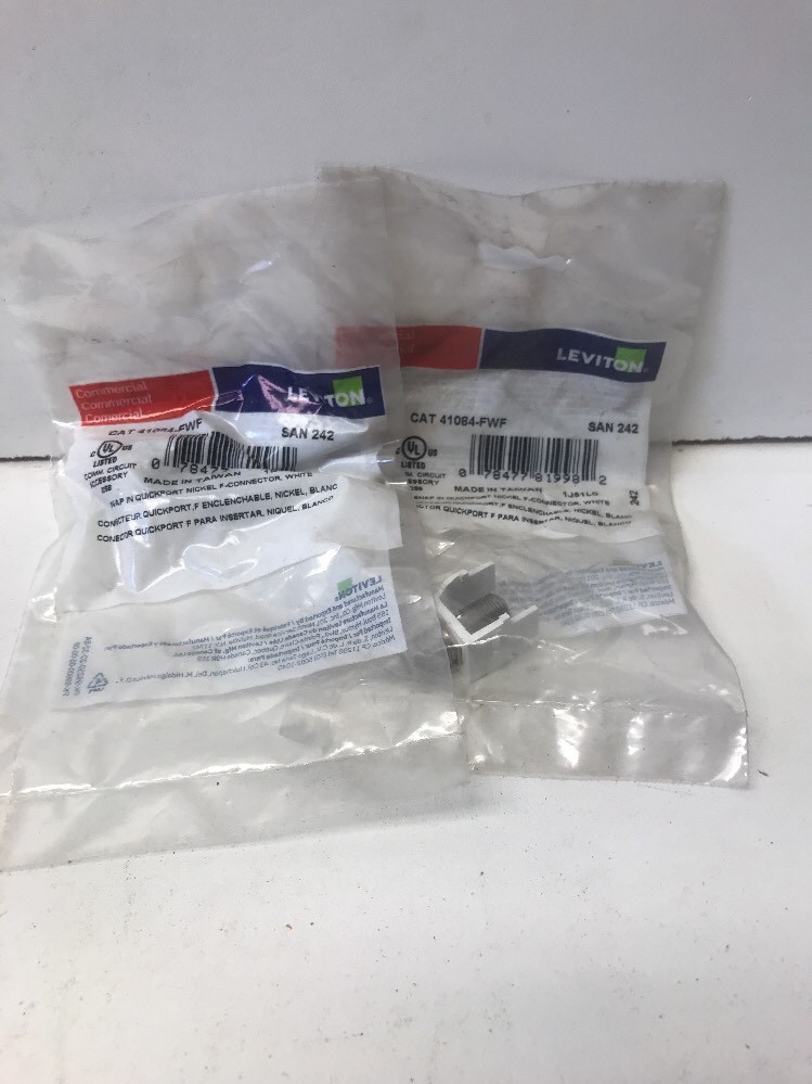 Leviton 41084-FWF Quickport Modular F-Connector Insert, White, LOT OF 2 ...