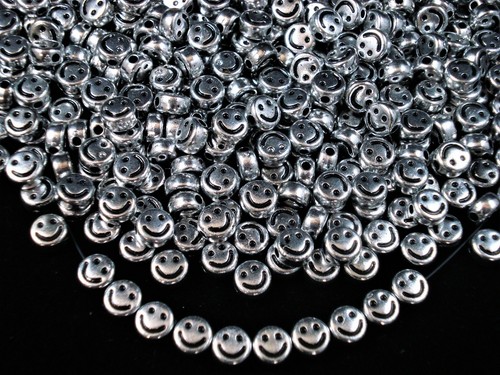 Smiley Face Silver 7mm Plastic Beads 250pc Bracelets Necklace Smily ...
