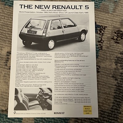 The New Renault 5 Advert Le Car ad sheet | eBay