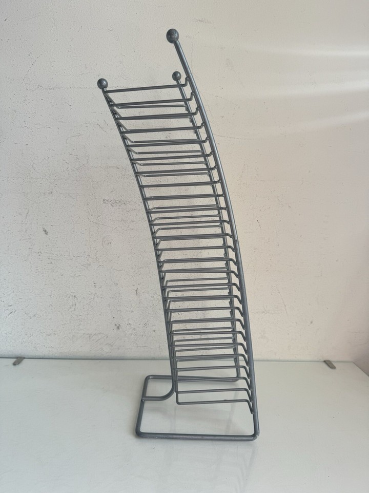Vintage CD Rack / Shelf - Holds 25 CDs Metal Wire Freestanding Storage ...