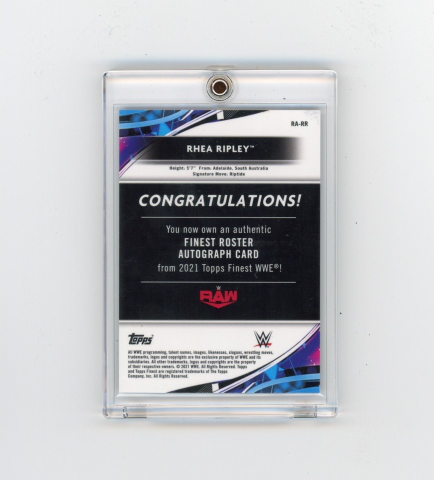 2021 Topps Finest WWE Rhea Ripley On Card Auto Autograph Black #d 10/10 ...