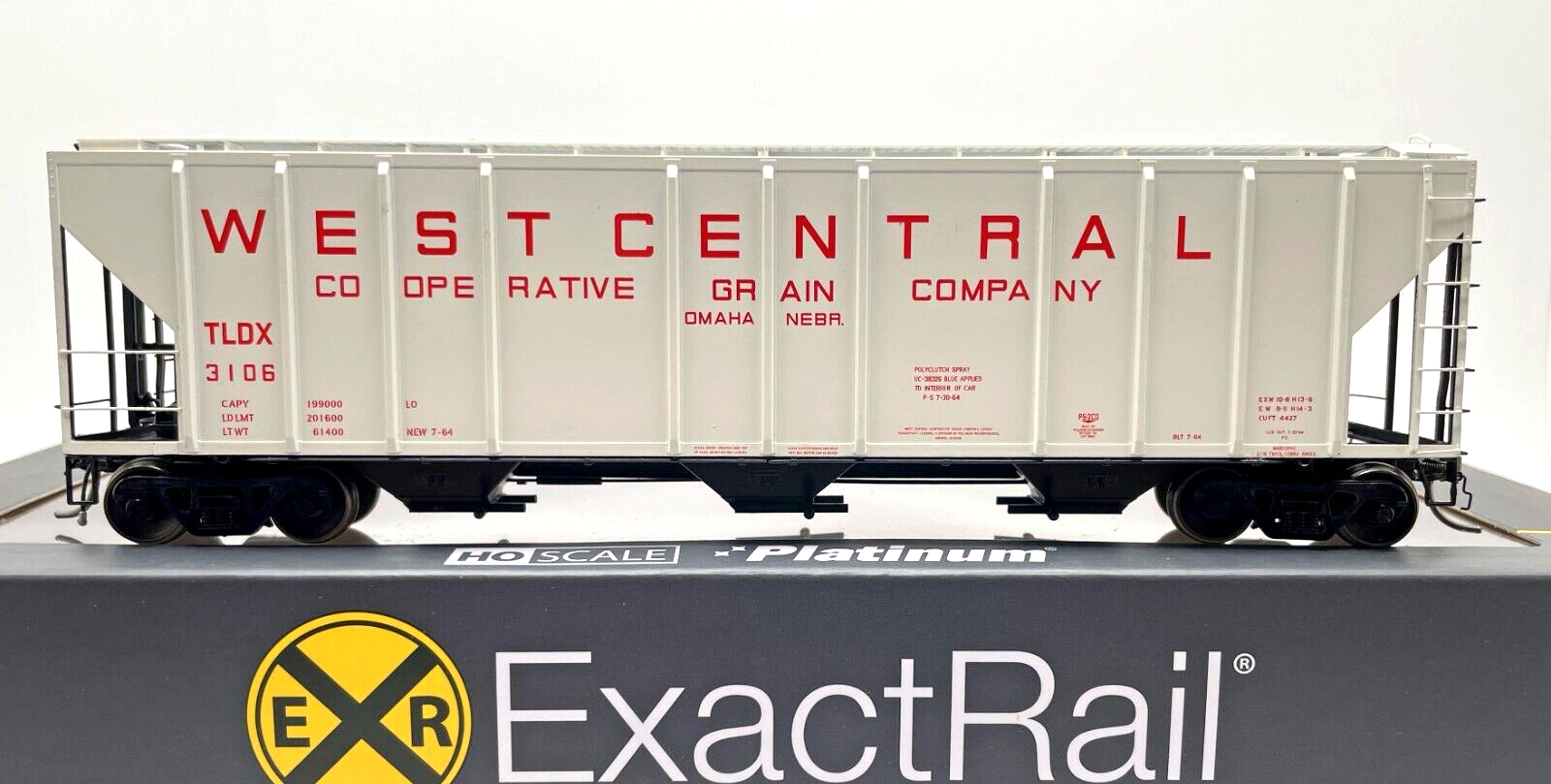 HO EXACTRAIL EP-80212-1 PS2CD 4427 COVERED HOPPER WEST CENTRAL ...