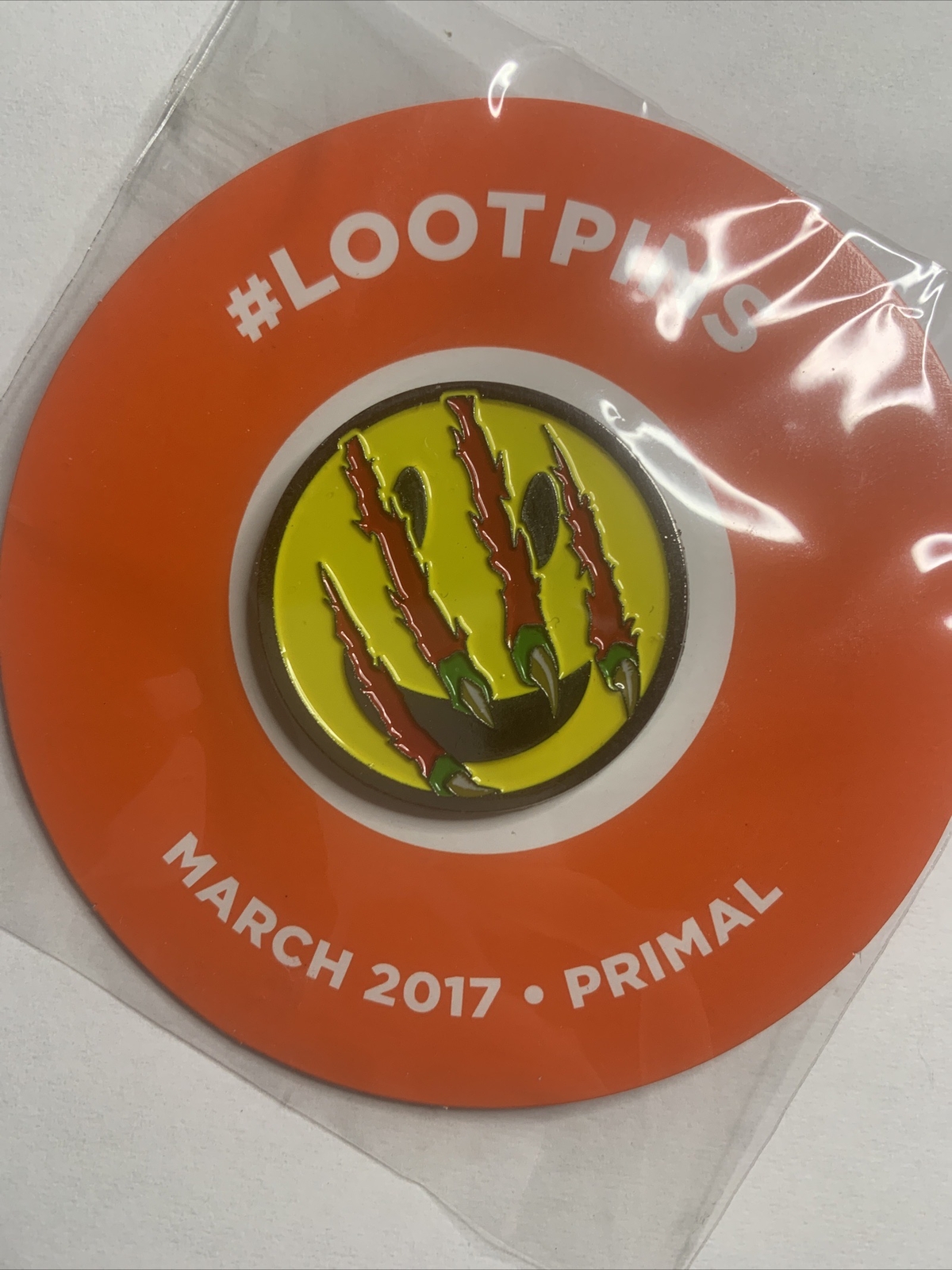 Loot Crate Enamel Pin March 2017 Primal Clawed Slash Smiley Face Sealed ...