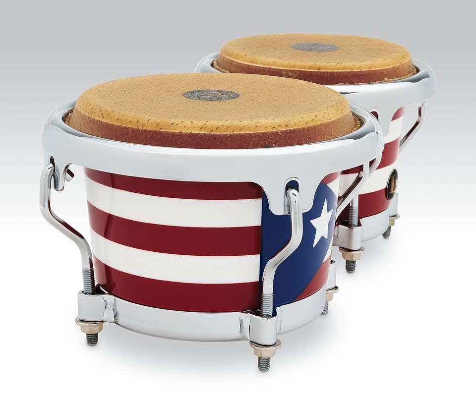 Latin Percussion LPMC Mini Tunable Puerto Rican Flag Wood Bongos ...