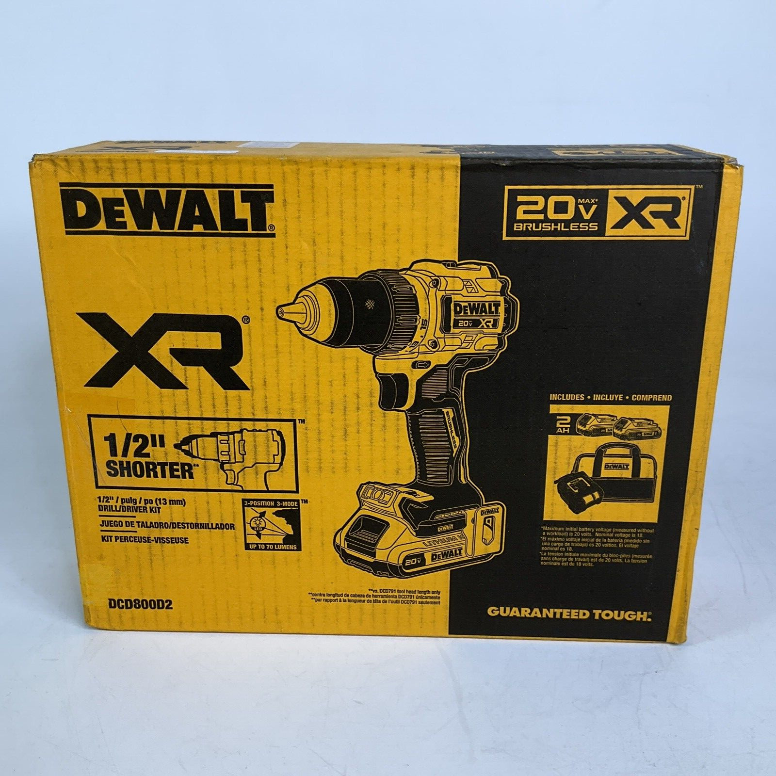 NEW Dewalt DCD800D2 20V MAX XR Brushless Cordless 1/2" Drill/Driver Kit