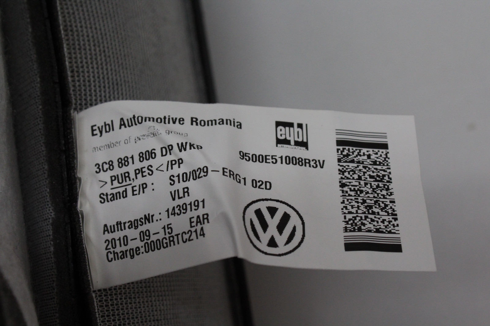 2011 VW CC FRONT RIGHT UPPER SEAT BLACK 3C8 881 806 DP OEM 09 10 12 13 ...