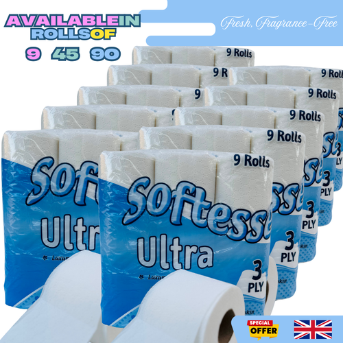 90 Pack Softesse 3-Ply Toilet Tissue Rolls – Soft, & Scented Variety ...