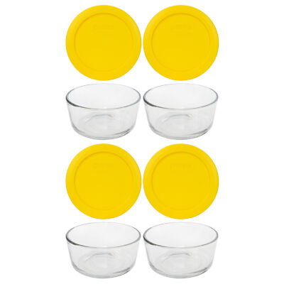 Pyrex 7200 2-Cup Glass Storage Bowl & 7200-PC Meyer Yellow Plastic Lid ...