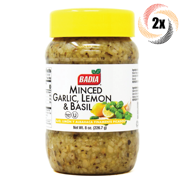 2x Jars Badia Minced Garlic Lemon & Basil | 8oz | Gluten | Fast for ...