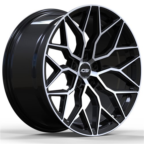SET OF (4) OS WHEELS Si01 21x9 5x120 +30 Gloss Black Machined BMW 645 ...