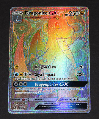 DRAGONITE GX SM156 PROMO Rainbow Rare Full Art Dragon Majesty 2018 ...