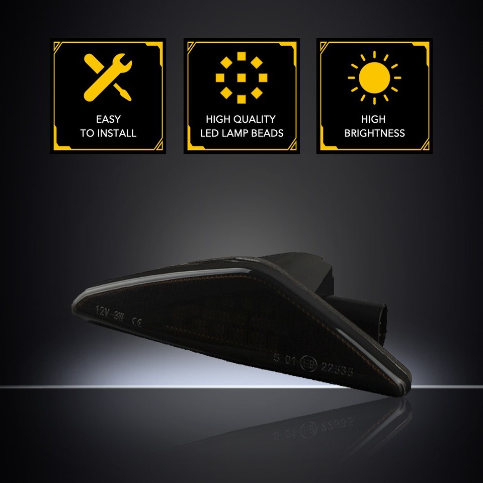 2x Smoked Sequential LED Side Turn Mirror Signal Lights For 2007-2013 ...