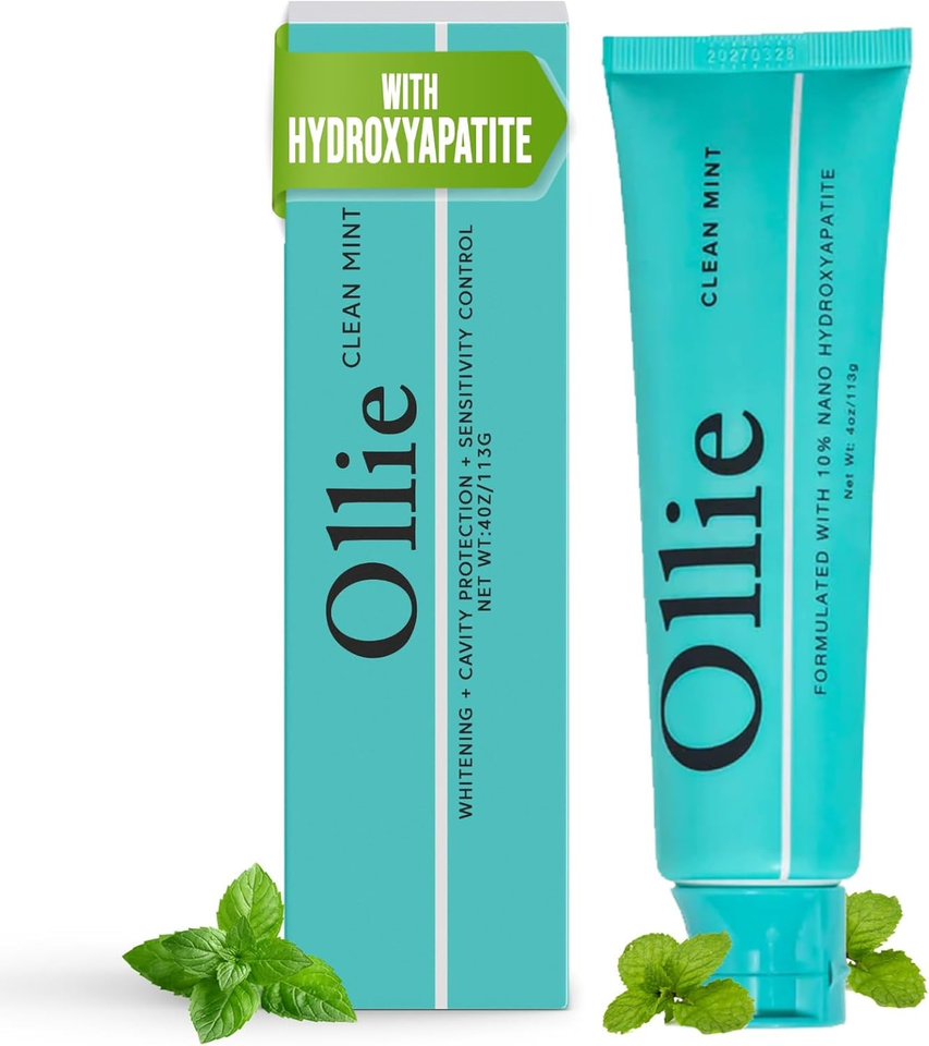 Ollie Clean Mint Nano Hydroxyapatite Toothpaste for Teeth Whitening, 10 ...