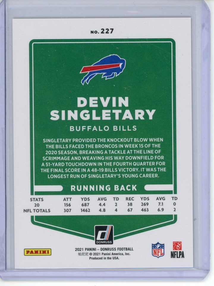 2021 Panini Donruss - #227 Devin Singletary Purple Stat Line /156 ...