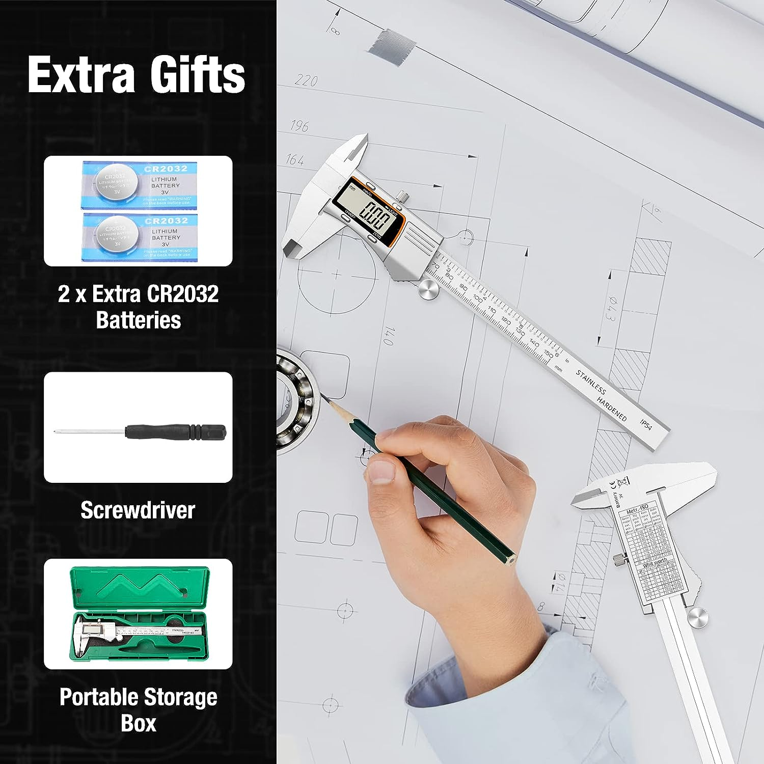 Digital Caliper 8 Inch 200Mm Micrometer Caliper All Stainless Steel ...