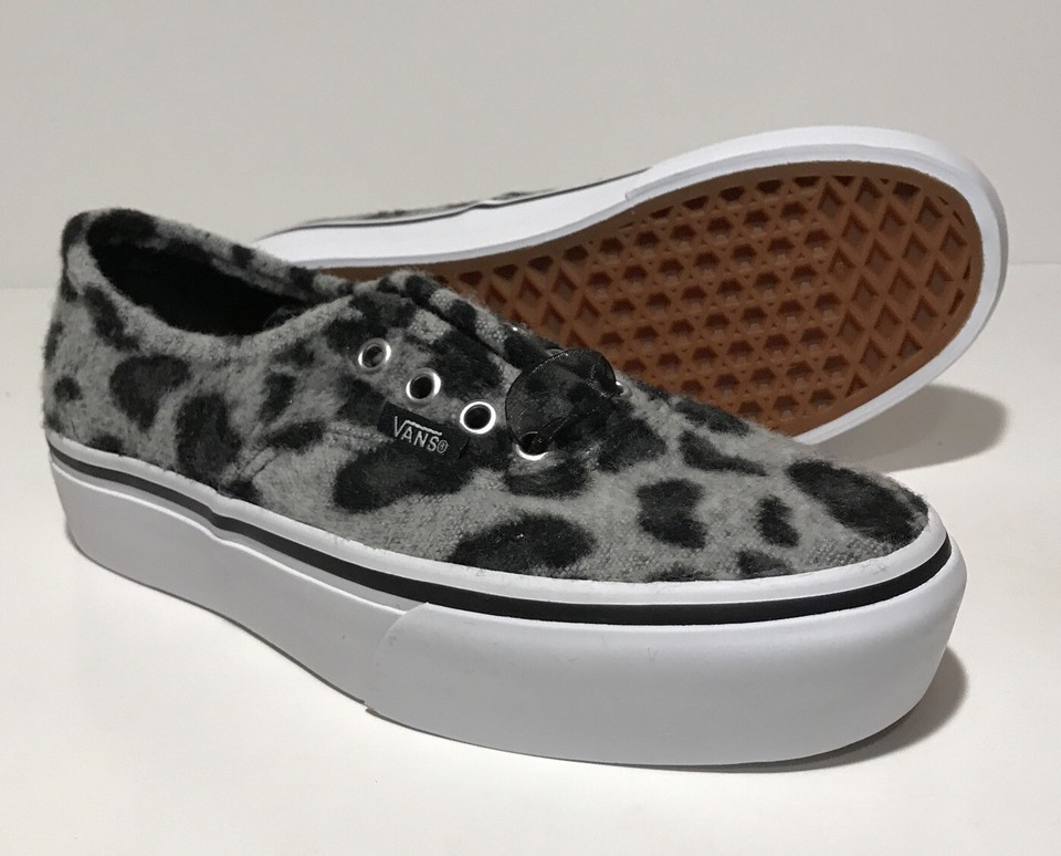 Vans Platform Fuzzy Snow Leopard Womens Size 7 Skateboarding Casual ...