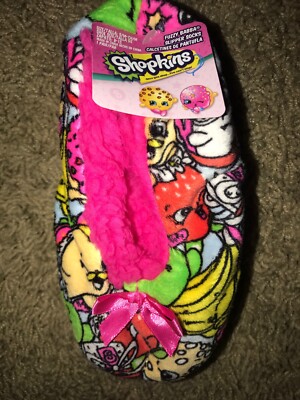 Shopkins Fuzzy Babba Slipper Socks Size S/M Pink 1 Pair Gripper Bottoms ...