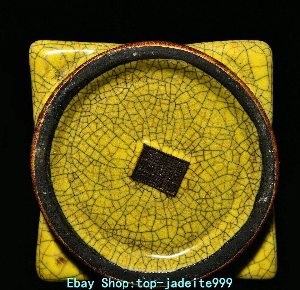 15.7'' Song Dynasty Ge Kiln Porcelain Gilt Poem Words Yucong Zong ...